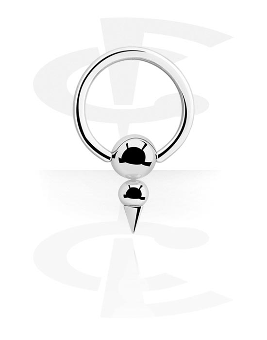Ball closure ring (surgical steel, silver, shiny finish) with Spikey ...