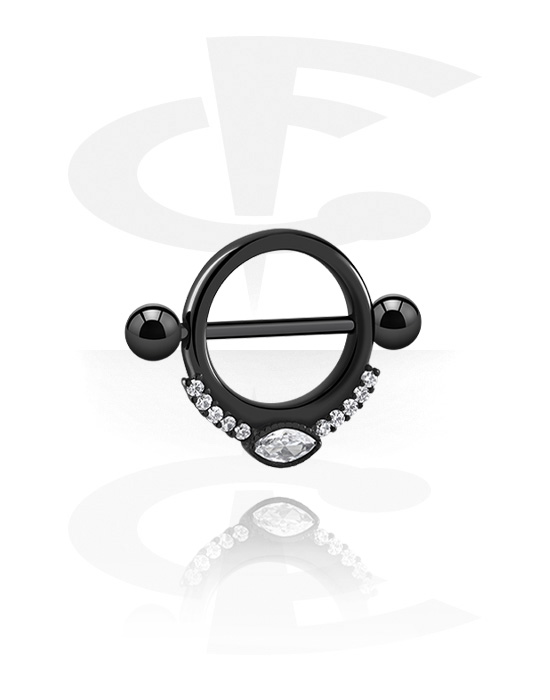 Brustwarzen-Schild mit Kristallsteinchen (Chirurgenstahl 316L) | Weltgrößter Piercing-Onlineshop