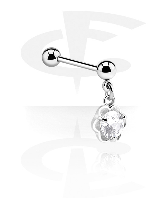Barbell Con Colgante Y Piedra Brillante Acero Quirúrgico 316l
