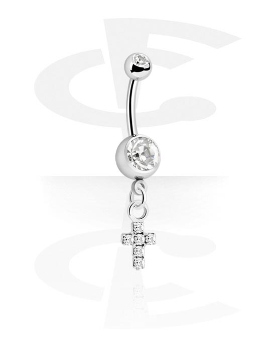 Piercing da ombelico (acciaio chirurgico, argento, finitura lucida) con ...