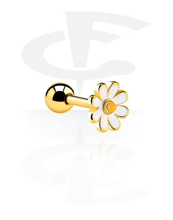 Tragus Piercing with flower design (Gold Plated Surgical Steel 316L ...