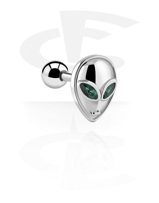 Traguspiercing met alien-motief (Chirurgisch staal 316L/Belegde messing ...