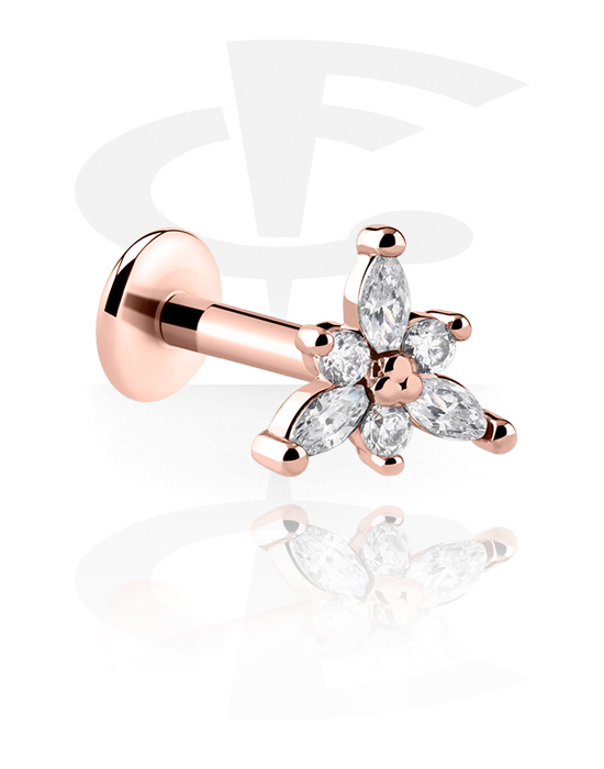 Labret (surgical steel, rose gold, shiny finish) med krystallsteiner ...