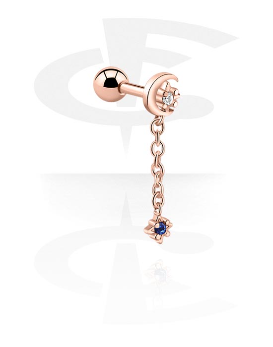 Tragus Piercing with half moon charm (Rose Gold Plated Surgical Steel ...
