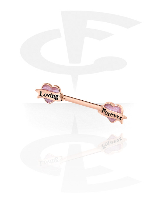 Barbel za prsne bradavice s/z nastavek za srce (Z rožnatim zlatom ...