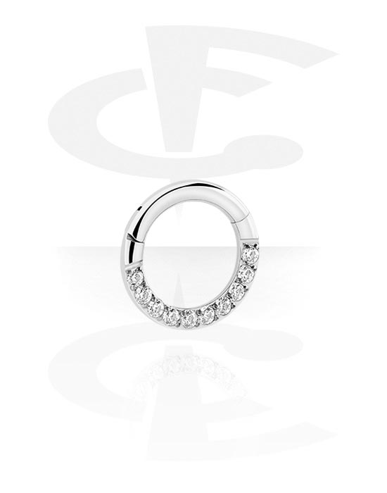 Piercing clicker (titanium, silver, shiny finish) with crystal stones (Titanium) | The World's ...
