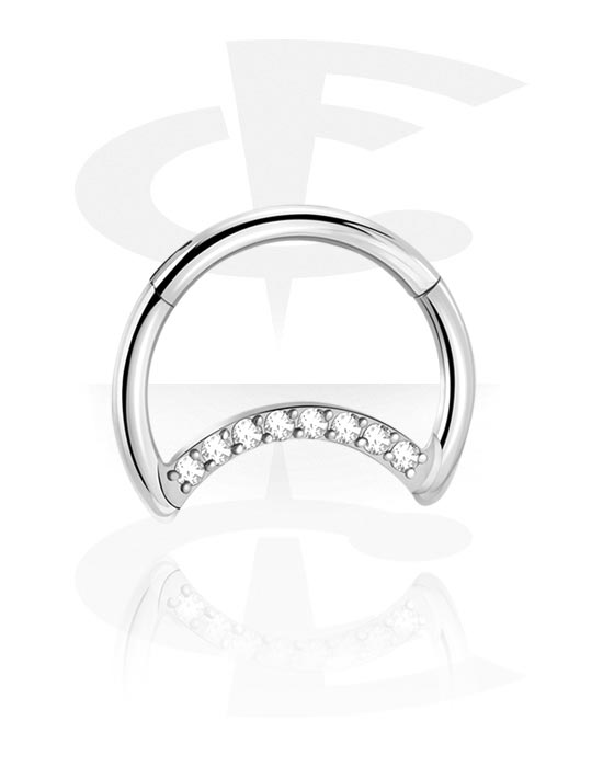 Piercing clicker (titanium, silver, shiny finish) with crystal stones (Titanium) | The World's ...