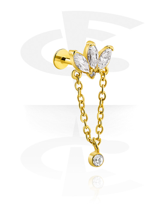 Internally Threaded Labret with crystal stones (Gold Plated Surgical ...