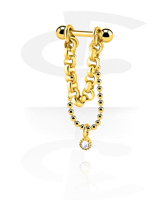 Helix Piercing with crystal stones (Gold Plated Surgical Steel 316L ...