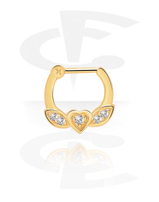 Septum clicker (acciaio chirurgico, oro, finitura lucida) con motivo ...