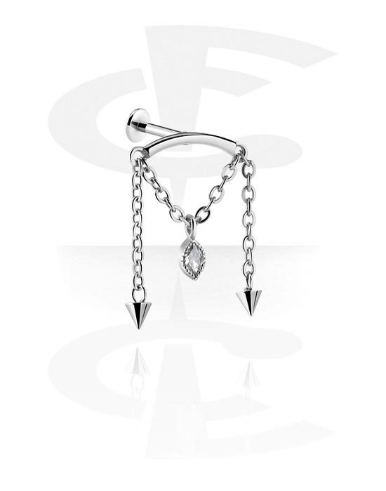 Internally Threaded Labret with crystal stone (Surgical Steel 316L ...