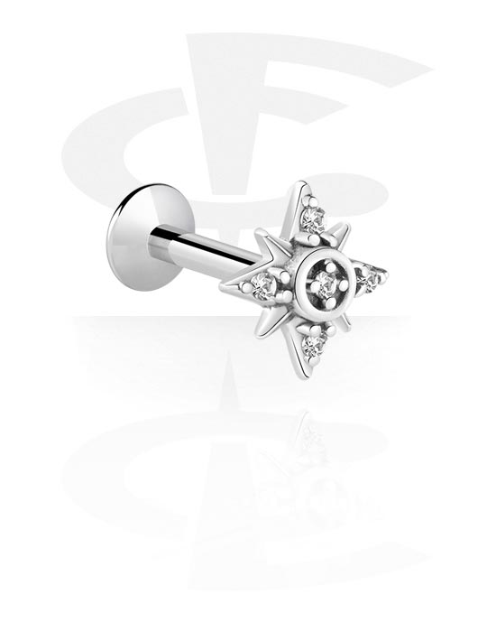 Internally Threaded Labret with crystal stones (Surgical Steel 316L ...