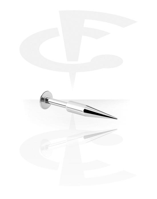 Labret (surgical steel, silver, shiny finish) with long cones (Surgical Steel 316L) | The World ...
