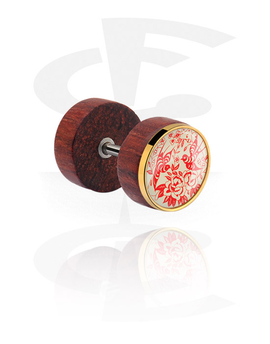 Fake Plug with steel inlay (Mahogany Wood/Surgical Steel 316L) | The ...