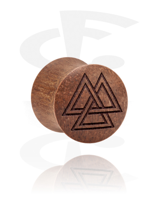 Double flared plug (wood) with laser engraving "triangles" (Wood) | The ...