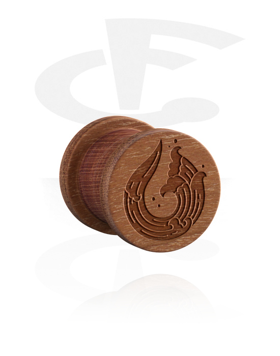 Ribbed plug (wood) with laser engraving "water waves" (Wood) | The ...
