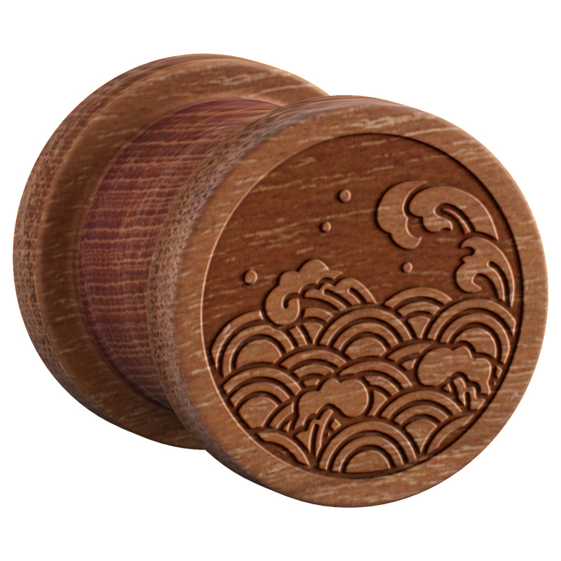 Ribbed plug (wood) with laser engraving "water waves" (Wood) | The ...