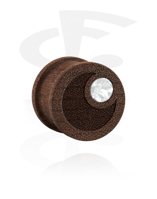 Ribbed plug (wood) with laser engraving "half moon" and imitation ...