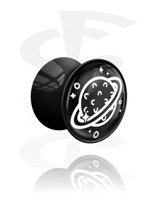 Double flared plug (acrylic, various colours) with Space design ...