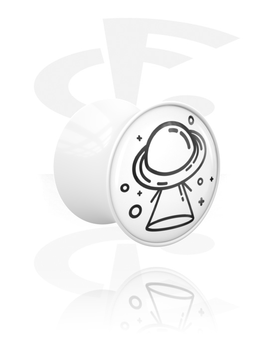 Double flared plug (acrylic, various colors) with Space design (Acrylic ...