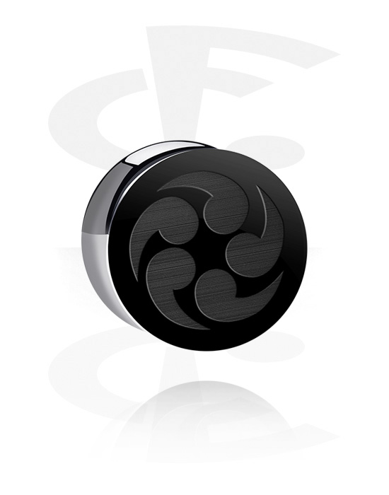 Double flared plug (acrylic, black) with blade design (Acrylic) | The ...