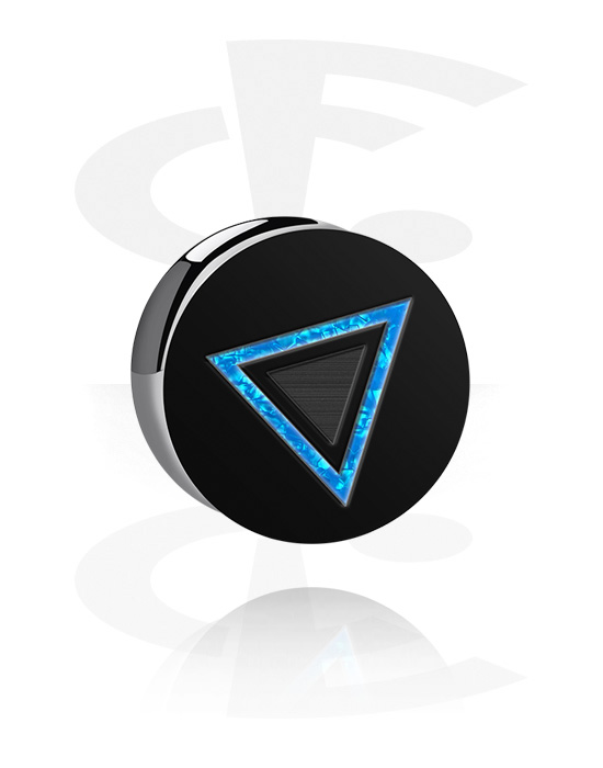 Double flared plug (acrylic, black) with triangle design in various ...