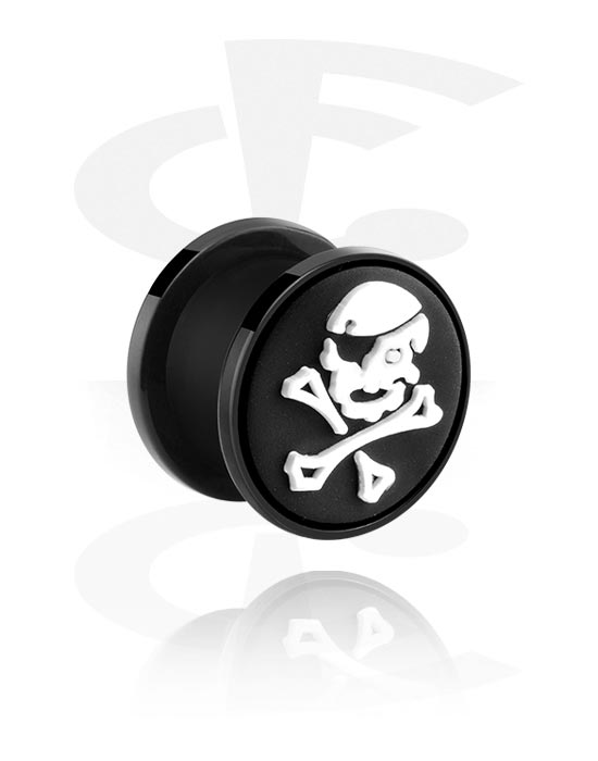 Tunnel con filettatura (acrilico, nero) con Disegno di teschio ...