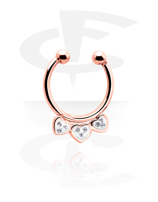 Piercing falso para septum (Acero quirúrgico 316L chapado en oro rosa ...