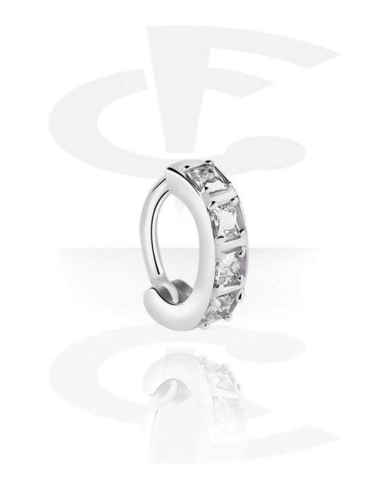 Belly button clicker (surgical steel, silver, shiny finish) with ...