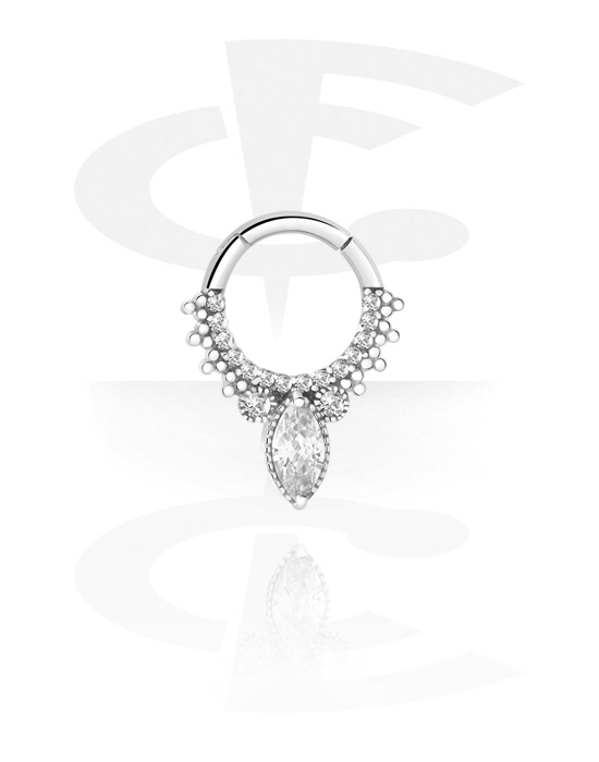 Piercing clicker (surgical steel, silver, shiny finish) with crystal ...