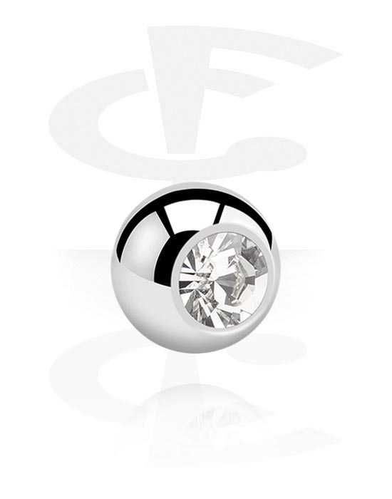 Ball for threaded pins (titanium, shiny finish) with crystal stone ...